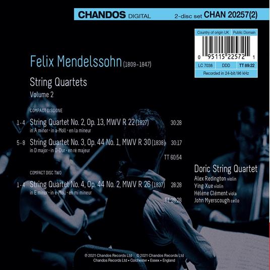 String Quartets vol.2 - Felix Mendelssohn-Bartholdy - CD | IBS