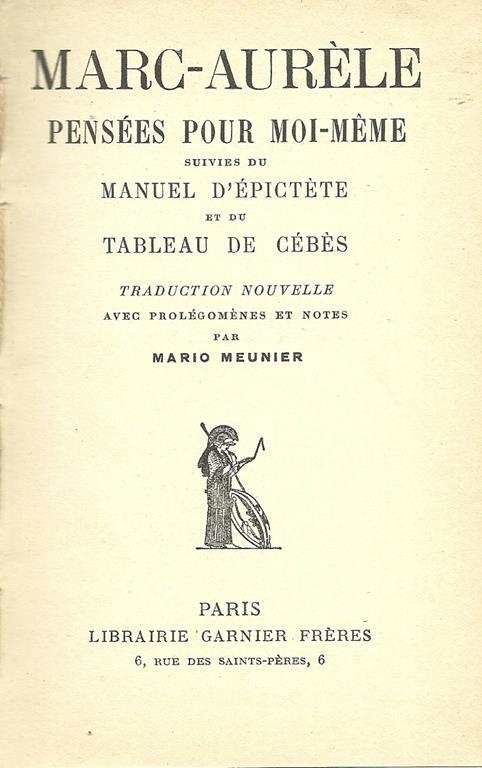 Marc Aurele Pensees Pour Moi Meme Libro Usato Librairie Garnier