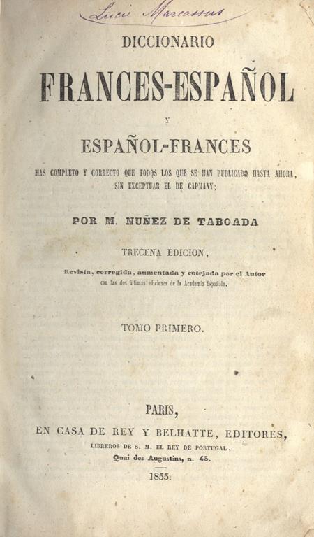 Diccionario frances. espanol y espanol. frances Vol. I - Libro Usato ...