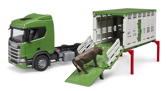Camion trasporto animali Scania Super 560R con 1 bue (03548) - Bruder ...