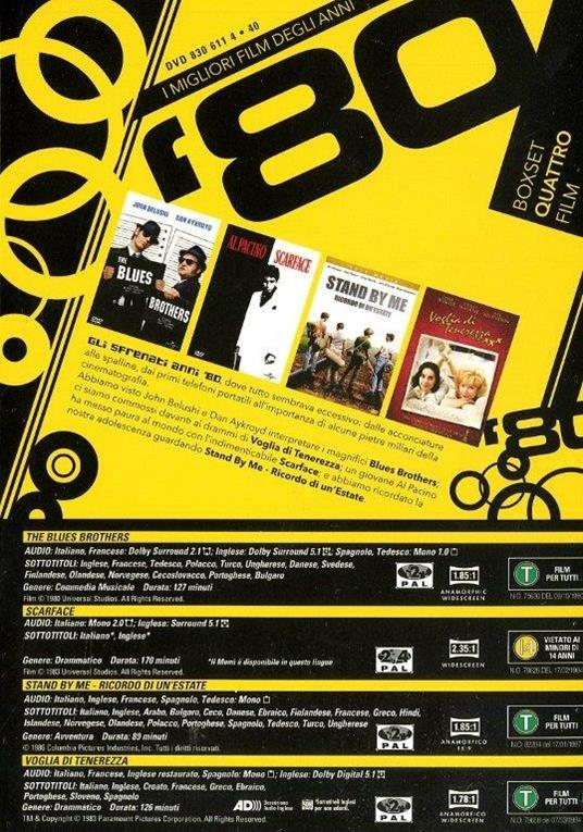 migliori film degli anni '80. Vol. 1 (4 DVD) - DVD - Film di James L ...