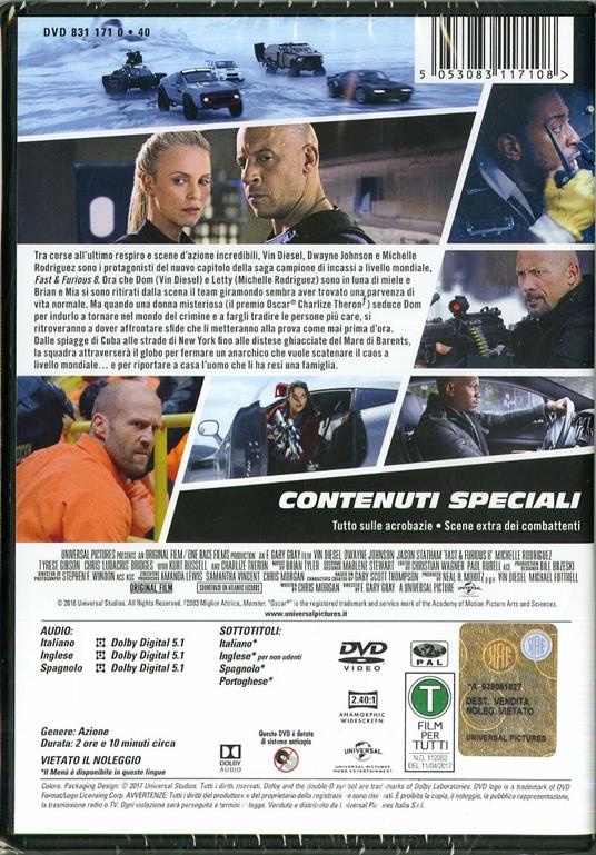 Fast & Furious 8 (DVD) - DVD - Film di F. Gary Gray Avventura | IBS