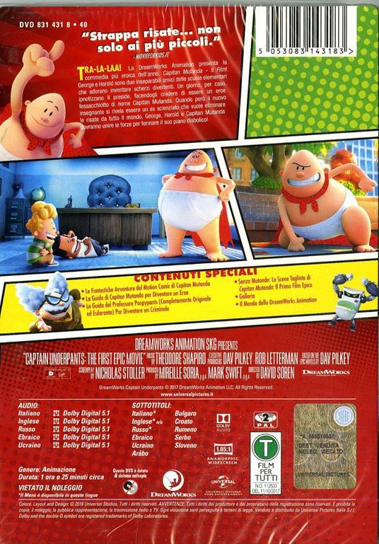 Capitan Mutanda. Il film (DVD) - DVD - Film di David Soren Animazione | IBS