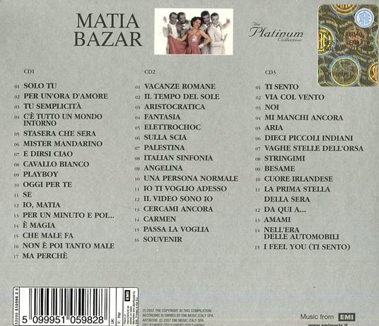 The Platinum Collection: Matia Bazar - Matia Bazar - CD | IBS