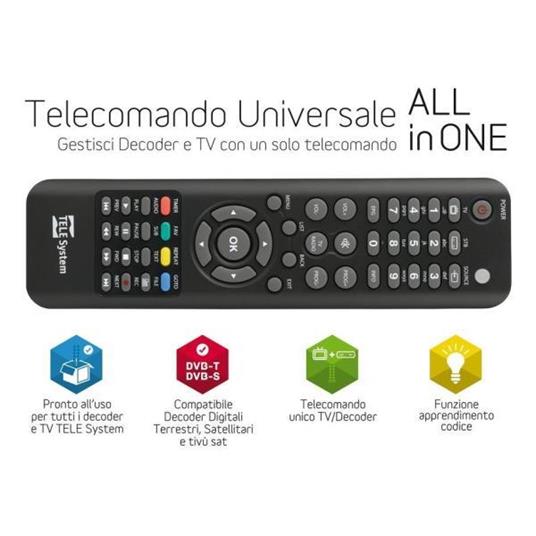Telecomando universale Multifunzione Nero Telesystem - Tele System - TV ...