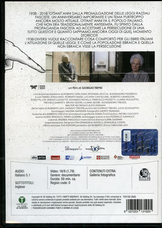 1938. Diversi (DVD) - DVD - Film di Alessandro Federico , Roberto Herlitzka Documentario | IBS