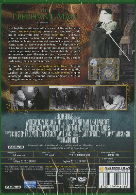 The Elephant Man (DVD) - DVD - Film di David Lynch Drammatico | IBS