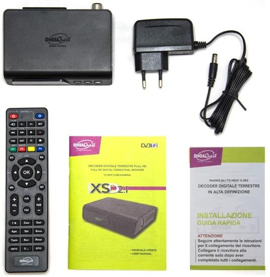 Digiquest Mini Decoder Digitale Terrestre XSD2.1,DVB-T2, Nero ...
