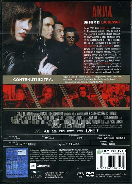 Anna (DVD) - DVD - Film di Luc Besson Giallo | IBS