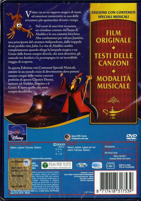 Aladdin - DVD - Film di Ron Clements , John Musker Animazione | IBS