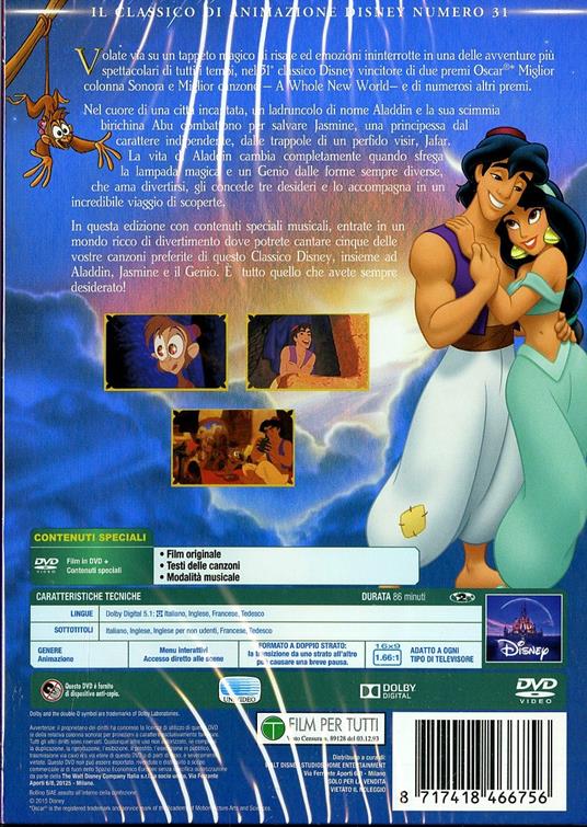 Aladdin (DVD) - DVD - Film di Ron Clements , John Musker Animazione | IBS