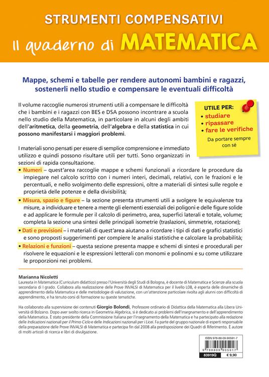 Strumenti compensativi. Il quaderno di matematica. Numeri, misura ...