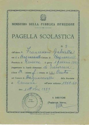 Pagella scolastica. Scuola Elementare, Bagnacavallo, 1959/60 e 1960/61 ...