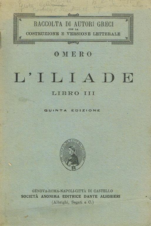 L' Iliade Libro Ii - Omero - Libro Usato - Società Editrice Dante ...