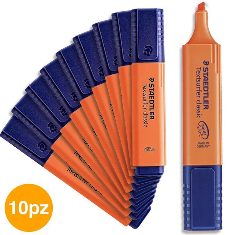 Set 10 Evidenziatori Staedtler Pennarello Evidenziatore Arancione Fluo ...
