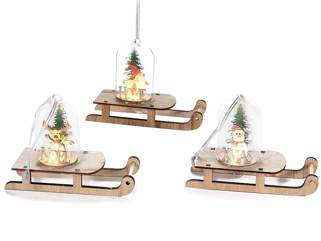 Slitte Natalizie in legno e vetro con luci decorazioni Natalizie da ...